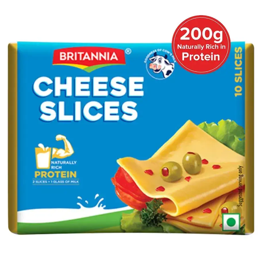 Britannia Processed Cheese Slice -200 g (10 Slices x 20 g Each) - Finebuy