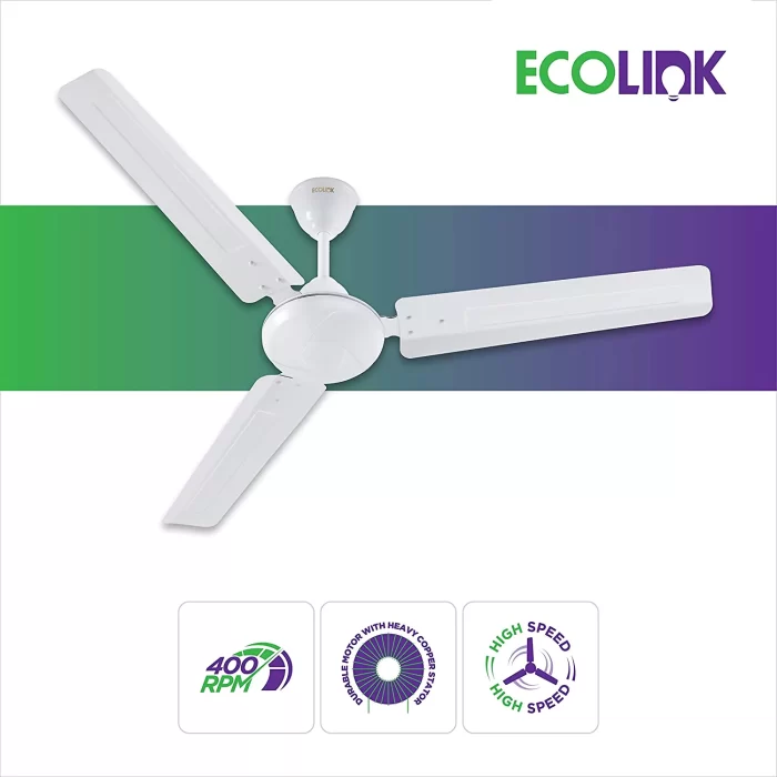 EcoLink Zoom High Speed Ceiling Fan - 1200MM ( White) - Copper From The ...